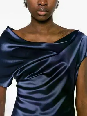 SOPHIE ET VOILA Draped-shoulder Satin Top