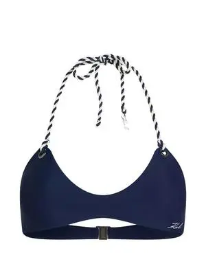 Karl Lagerfeld Signature Nautical Bandeau Bikini Top - Blue