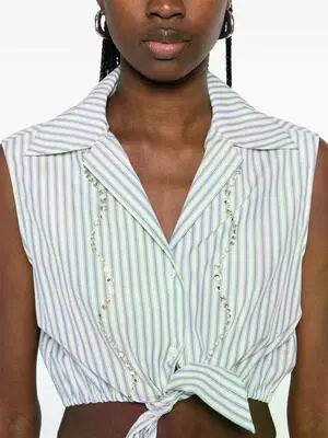 Sandro Striped-pattern Embellished Shirt
