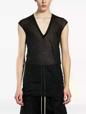 Rick Owens Sleeveless V-neck T-shirt - Black