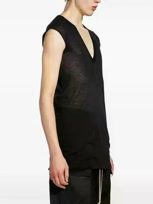 Rick Owens Sleeveless V-neck T-shirt - Black