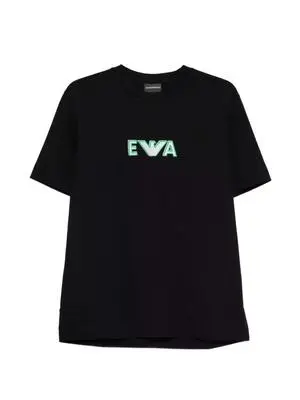 Emporio Armani Heavy Jersey T-shirt With Metal Logo Embroidery - Black
