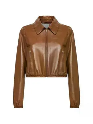 Gucci Embossed-logo Leather Jacket