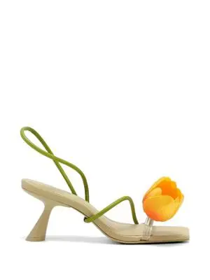 Cult Gaia Ria Floral-strap Leather Sandals