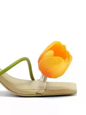 Cult Gaia Ria Floral-strap Leather Sandals