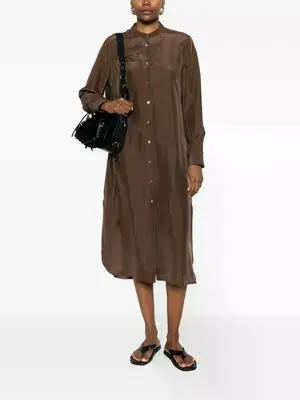 P.a.r.o.s.h Buttoned Midi Dress - Brown