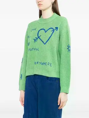 Mira Mikati Heart-embroidered Pullover Sweater