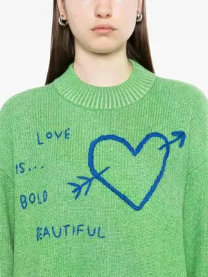Mira Mikati Heart-embroidered Pullover Sweater