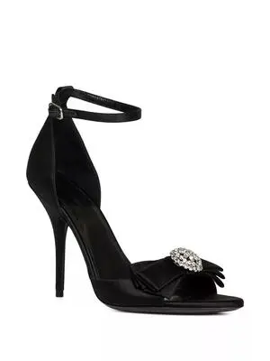 Balenciaga Avenue Rhinestone-embellished Bow Sandals - Black