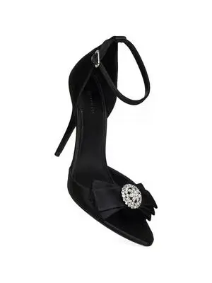 Balenciaga Avenue Rhinestone-embellished Bow Sandals - Black