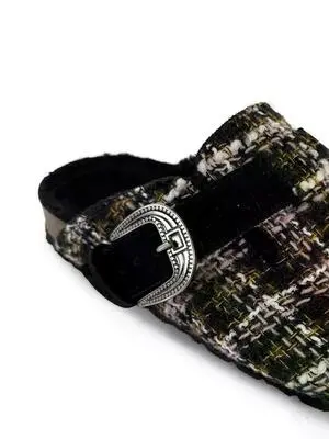 Faliero Sarti Plaid Buckle Slippers