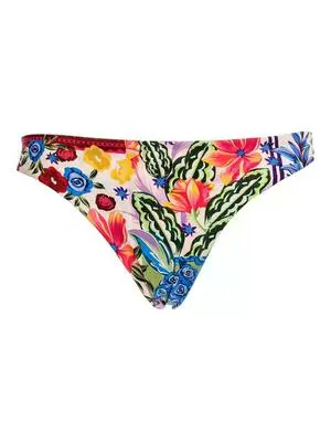 Agua Bendita Ilu Floral-print Tie-side Bikini Bottom - Blue