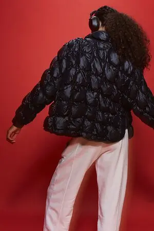 Free People Pippa Scrunchy Glossy Packable Puffer Jacket - Black