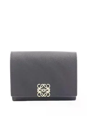 Loewe 2010-2026 Grained Leather Anagram Wallet Small Wallets - Black