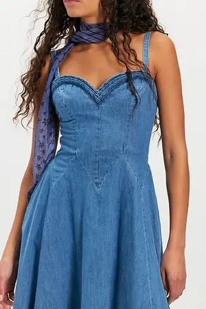 Free People Another Season Denim Midi Dress - Boardwalk Blue