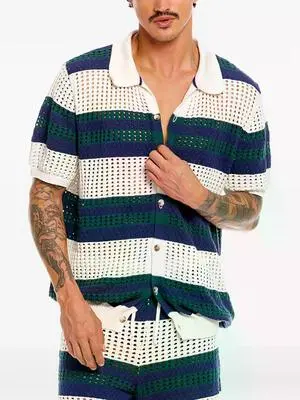 Agua Bendita Striped Open-knit Shirt