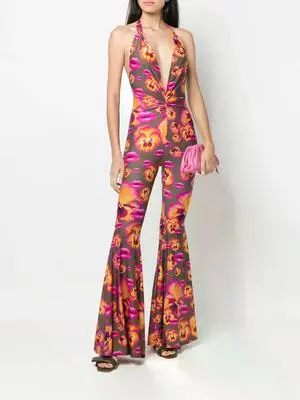 Amen Floral-print Flared Jumpsuit