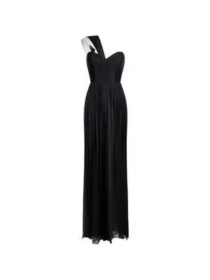 IMROSKA 21 One-shoulder Draped Maxi Dress - Black