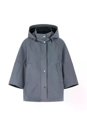 MOORER Flared Jacket With Removable Hood - Blue