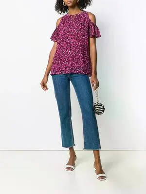Michael Kors Cold Shoulder Printed Top