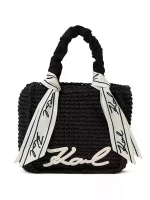 Karl Lagerfeld Signature Logo Beach Bag - Black