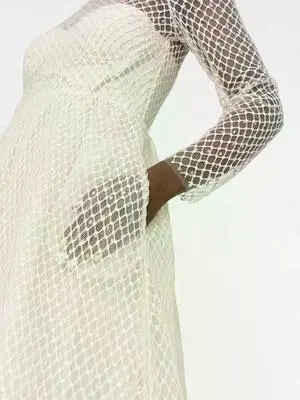 Red Valentino Mesh Long-sleeve Midi Dress