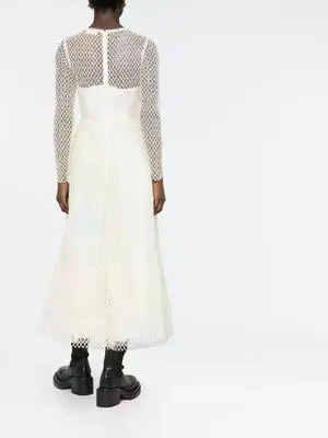 Red Valentino Mesh Long-sleeve Midi Dress