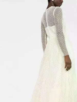 Red Valentino Mesh Long-sleeve Midi Dress