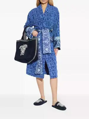 Versace Cotton Terry Jacquard Medusa Slippers - Blue