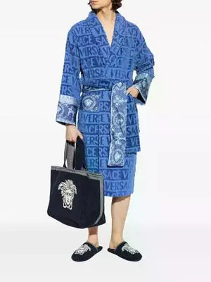 Versace Cotton Terry Jacquard Medusa Slippers - Blue