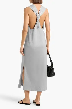 Loulou De Saison Rayna Knotted Pima Cotton-jersey Midi Dress - Gray