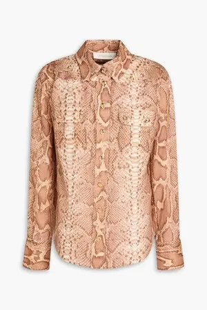 Zimmermann Snake-print Ramie Shirt