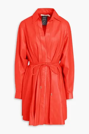 Zimmermann Pleated Leather Mini Shirt Dress