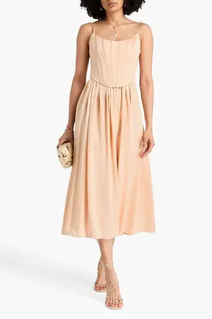 Zimmermann Gathered Silk Midi Dress - Neutral