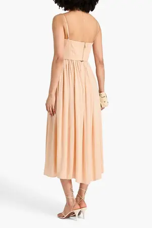 Zimmermann Gathered Silk Midi Dress - Neutral