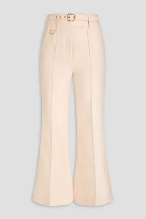 Zimmermann Belted Wool And Silk-blend Flared Pants