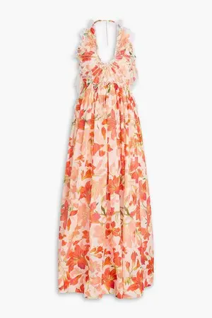 Zimmermann Open-back Floral-print Maxi Dress - Red