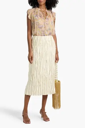 Zimmermann Ruffled Floral-print Georgette Top