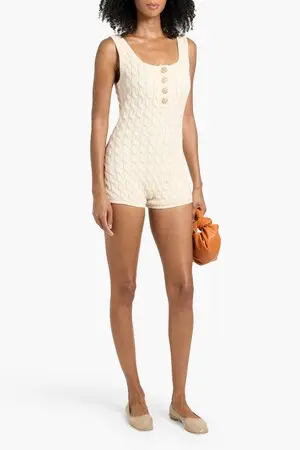 FRAME Cable-knit Wool Playsuit
