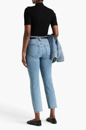FRAME High-rise Straight-leg Jeans - Light Denim