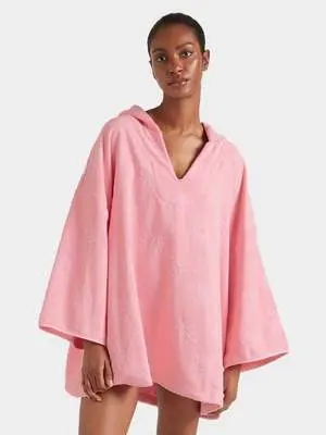 Hunza G Towelling Hooded Poncho - Pink