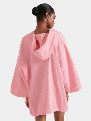 Hunza G Towelling Hooded Poncho - Pink