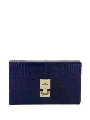 TOM FORD Crocodile-effect Leather Clutch - Blue