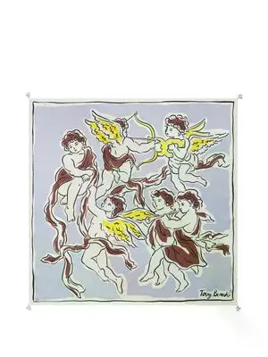 Tory Burch Cherubs Silk Square Scarf - Grey