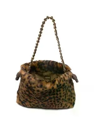 Loewe Leopard Print Chain Clutch