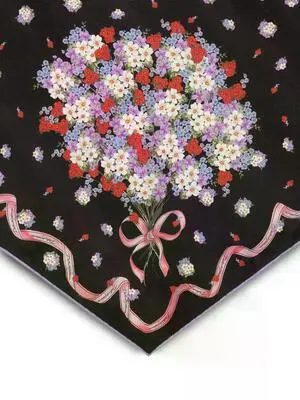 Dolce & Gabbana Small Floral-print Silk Twill Triangle Scarf - Black