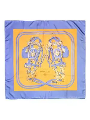 Hermès Graphic-print Silk Scarf - Blue