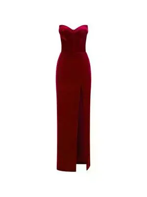 IMROSKA Strapless Slit Maxi Dress