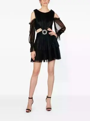IMROSKA 28 Metallic Daisy Cut-out Embellished Mini Dress