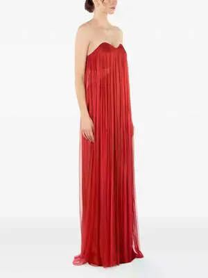 IMROSKA Gaia Metallic-finish Strapless Maxi Dress - Red